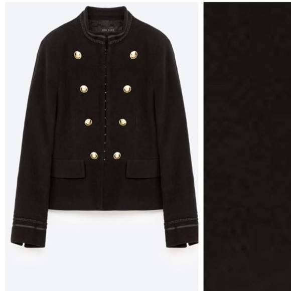 Zara | Jackets & Coats | Zara Basic Collection Black Velvet Military ...